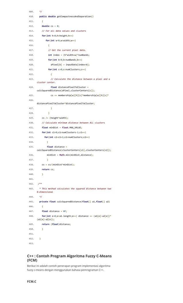 Algoritma fuzzy c means fcm java c++ contoh program | PDF
