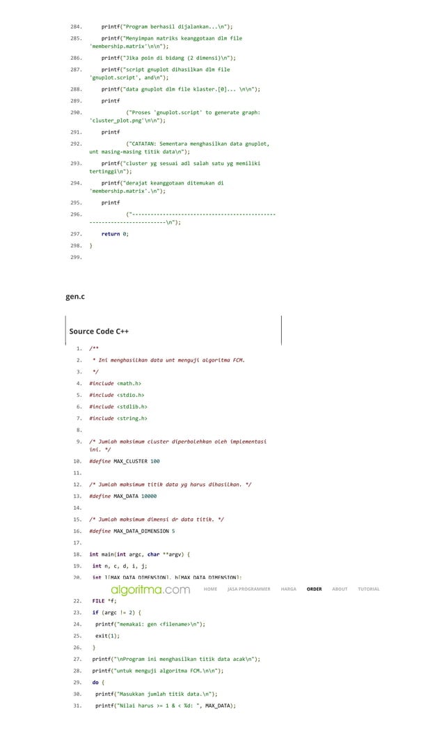 Algoritma fuzzy c means fcm java c++ contoh program | PDF