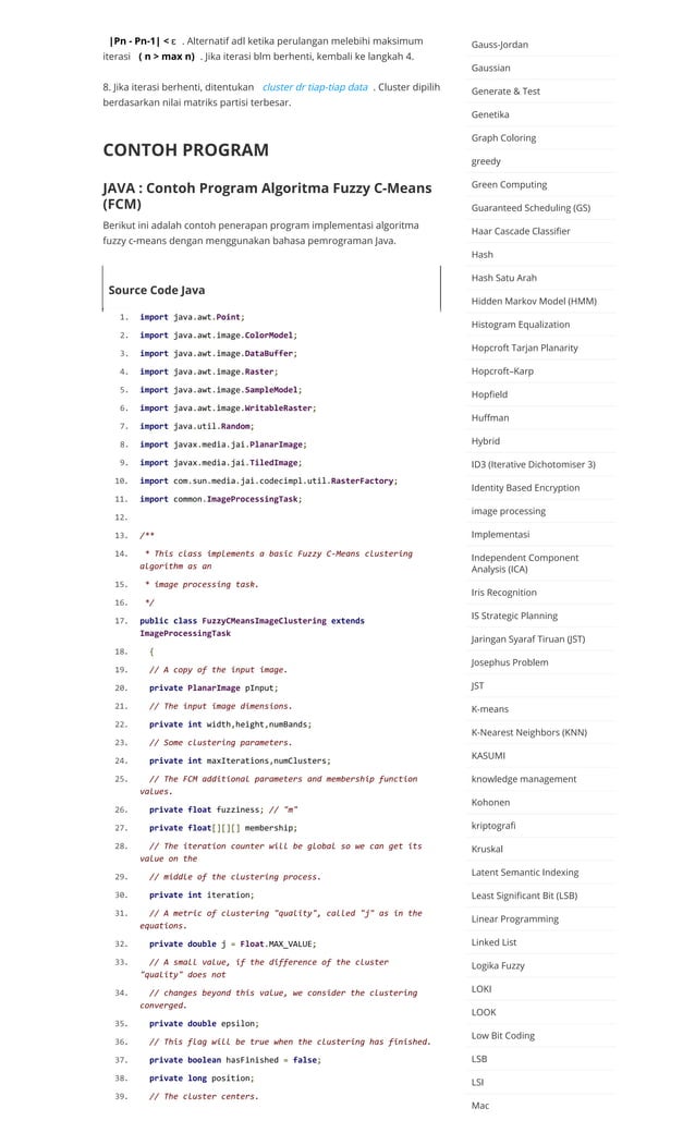 Algoritma fuzzy c means fcm java c++ contoh program | PDF