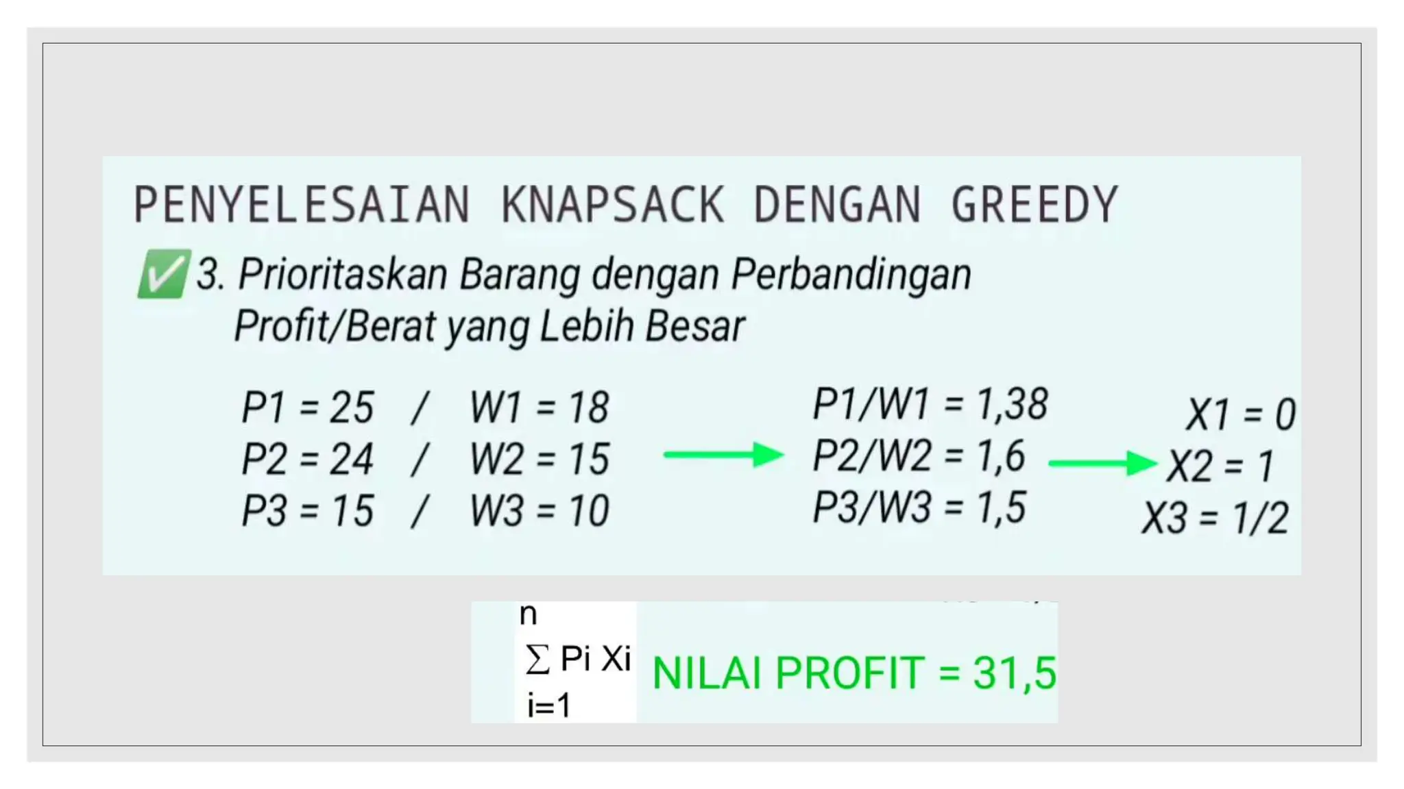 MATERI INFORMATIKA KELAS XI ALGORITMA GREEDY-Knapsack.pptx
