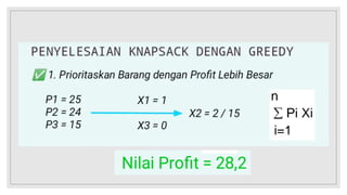 MATERI INFORMATIKA KELAS XI ALGORITMA GREEDY-Knapsack.pptx