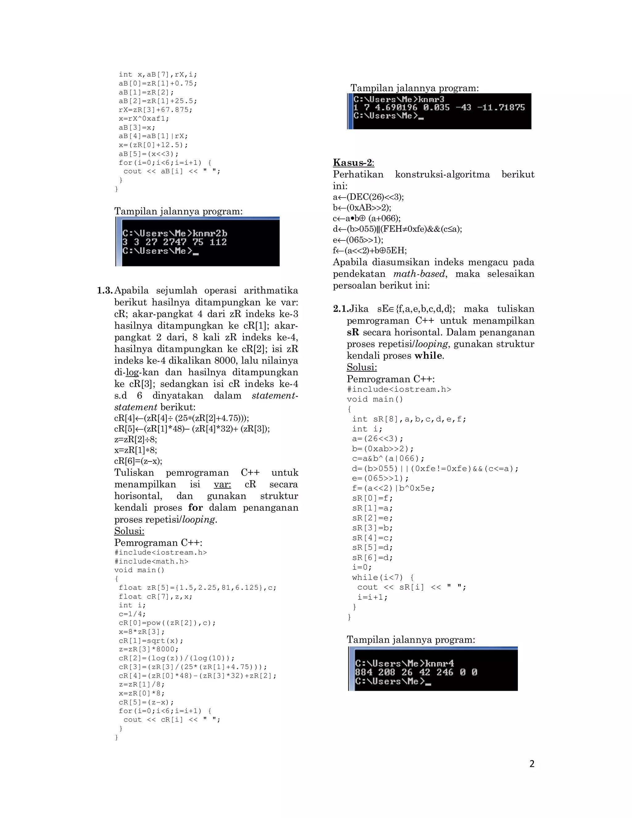 Algoritma Matematika Informasi dalam Pemrograman C++ | PDF