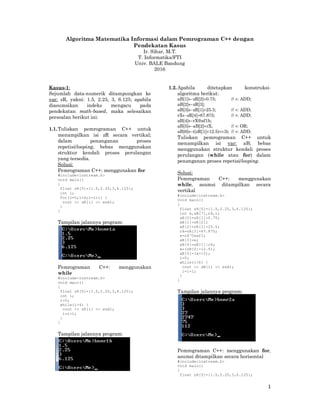 Algoritma Matematika Informasi dalam Pemrograman C++ | PDF