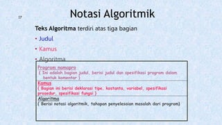 Algoritma Pemrograman Pengantar dan Pengertian Penrtian Dasar | PPT