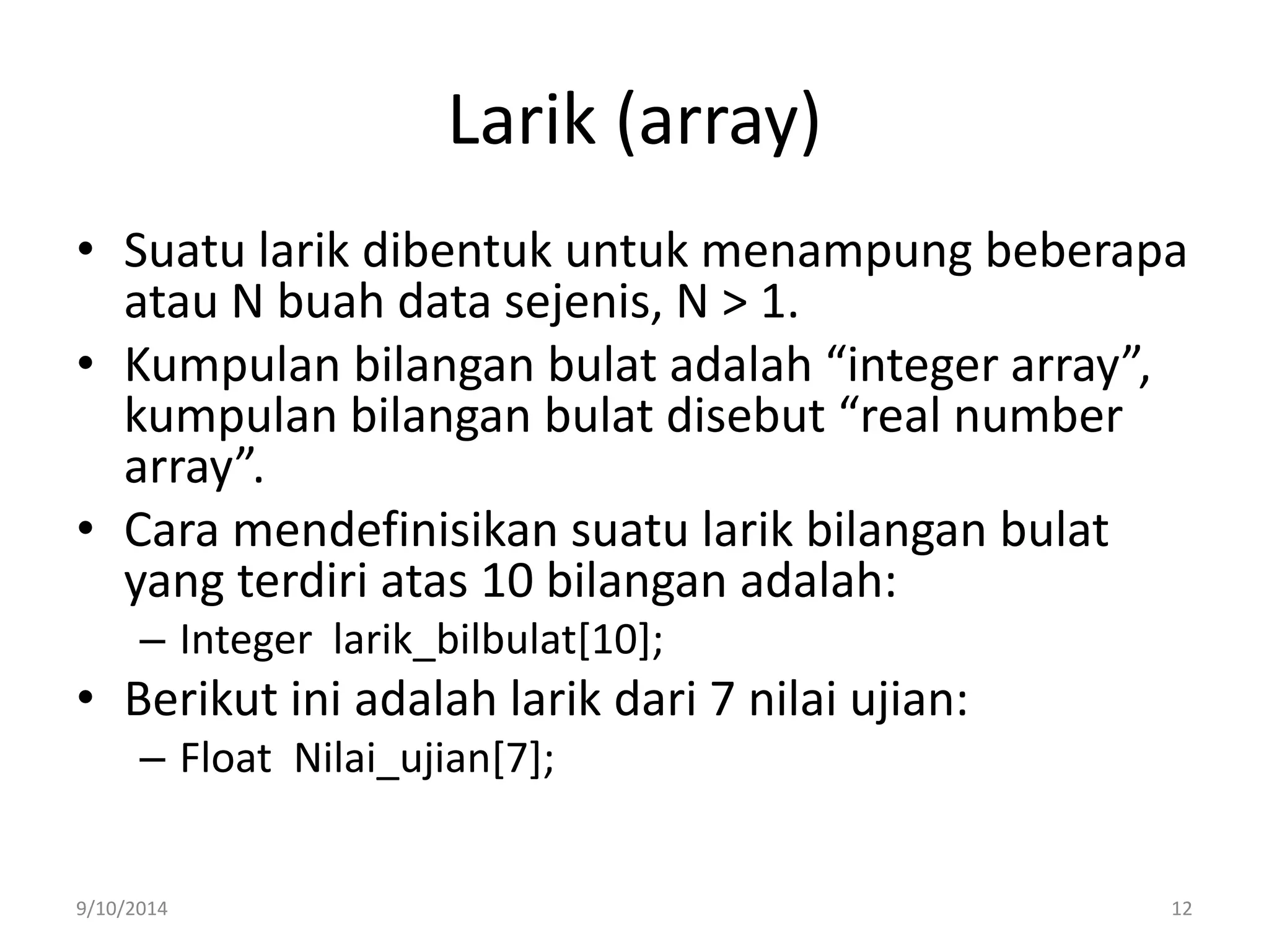 Algoritma pemrograman 4 | PPTX | Programming Languages | Computing