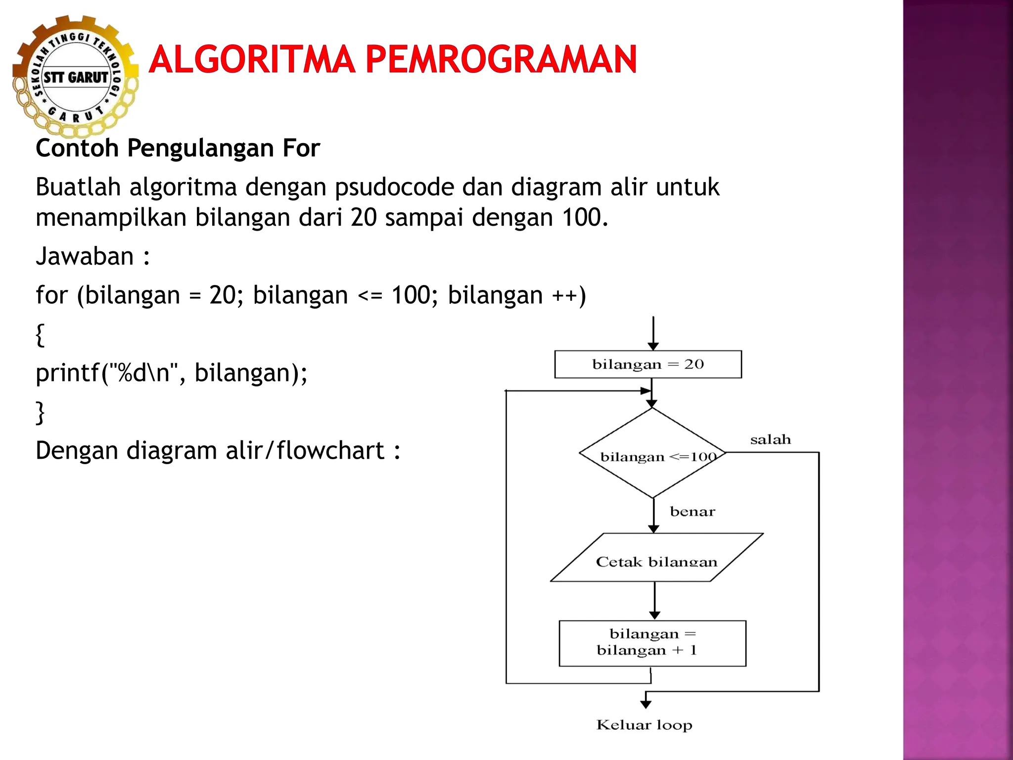 Algoritma Pemograman Looping/Pengulangan | PDF