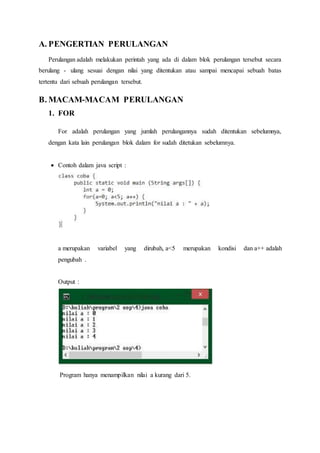 Algoritma & pemrograman (makalah perulangan) | PDF