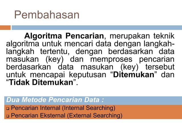Algoritma pencarian (searching algorithm) | PPTX