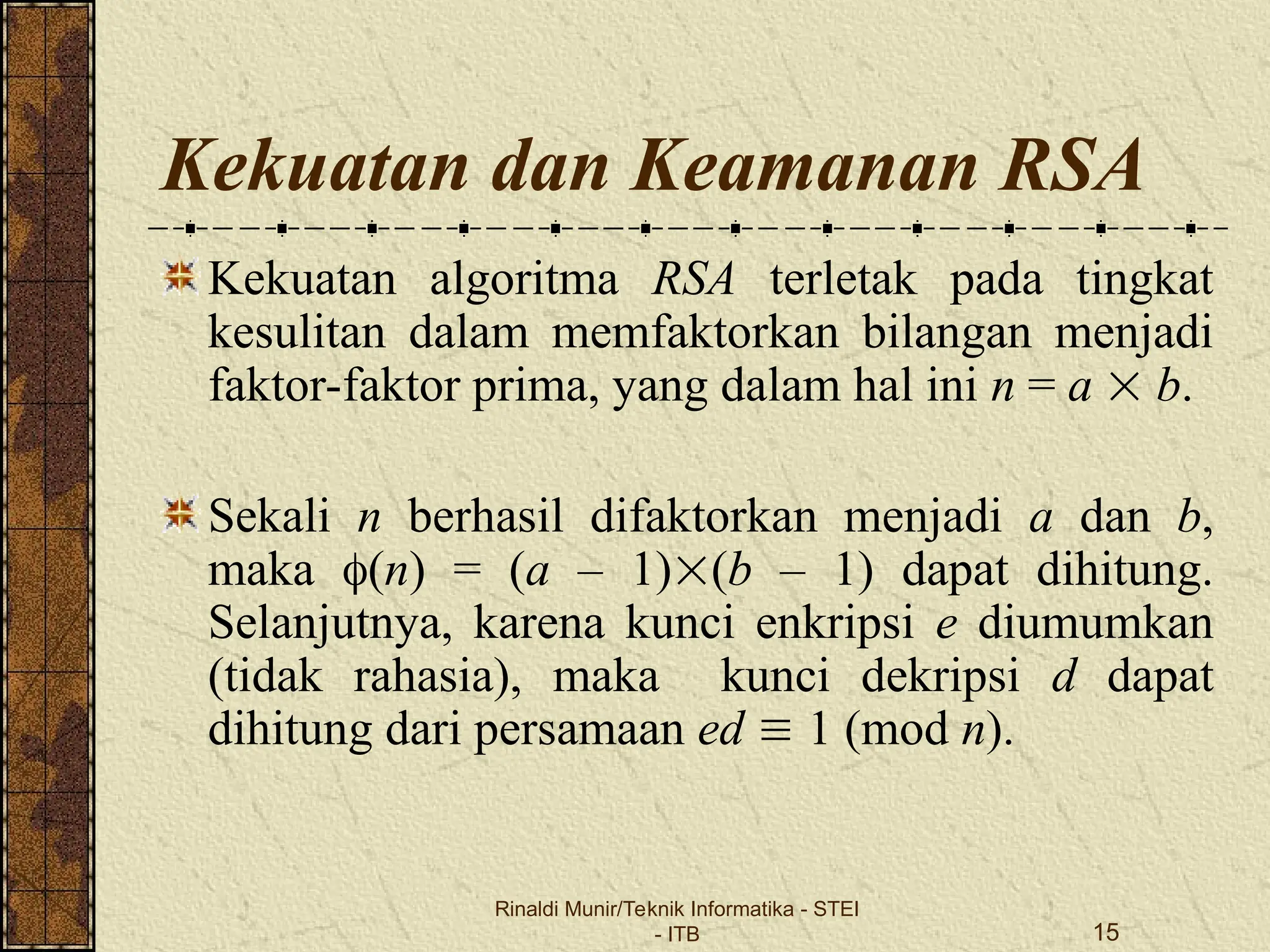 Matkul Kriptografi: Algoritma RSA (2015).ppt