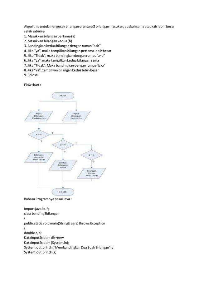Algoritma untuk mengecek bilangan di antara 2 bilangan masukan | DOCX