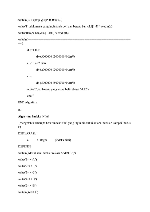Algoritma with pascal | DOCX