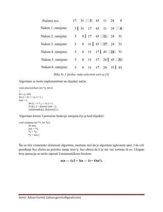 Algoritmi sortiranja u C++ | DOCX