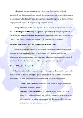 INGENIERIA DE SISTEMAS. ALGORITMO KRUSKAL. | DOCX