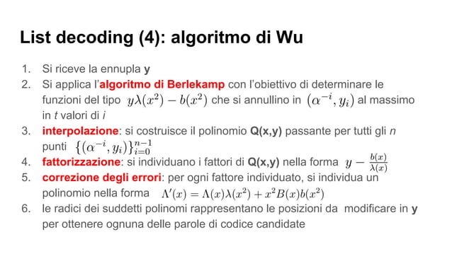 Algoritmo probabilistico di tipo montecarlo per il list decoding | PPT