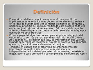 ORDENAMIENTO POR INTERCAMBIO | PPTX