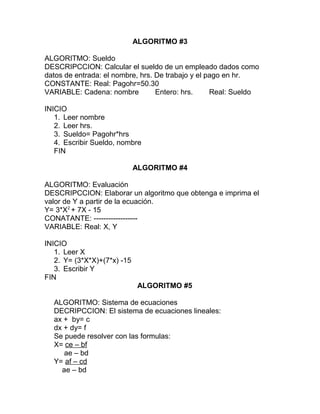 Algoritmos 50 ejemplos | PDF