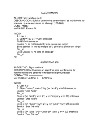 Algoritmos 50 ejemplos | PDF