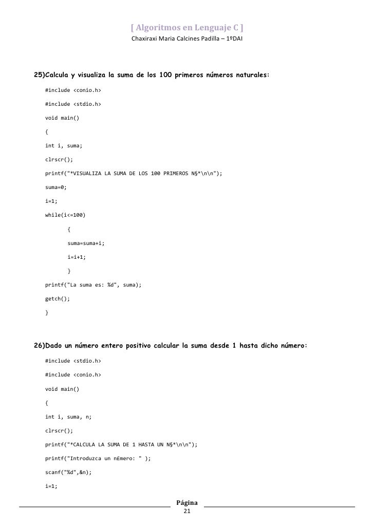 Ejemplos De Algoritmos En C Bsicos Aprendiendo A Programar Ejemplos De Algoritmos En C Bsicos Aprendiendo A Programar