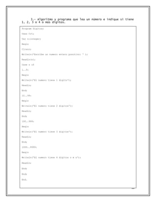 Algoritmos if y case | DOCX