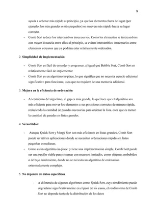 Metodo de ordenamiento Comb Sort (explicacion sencilla en C#) | PDF