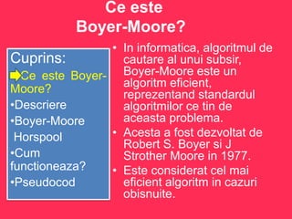 Algoritmul Boyer-Moore | PPT
