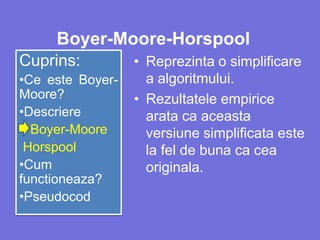 Algoritmul Boyer-Moore | PPTX
