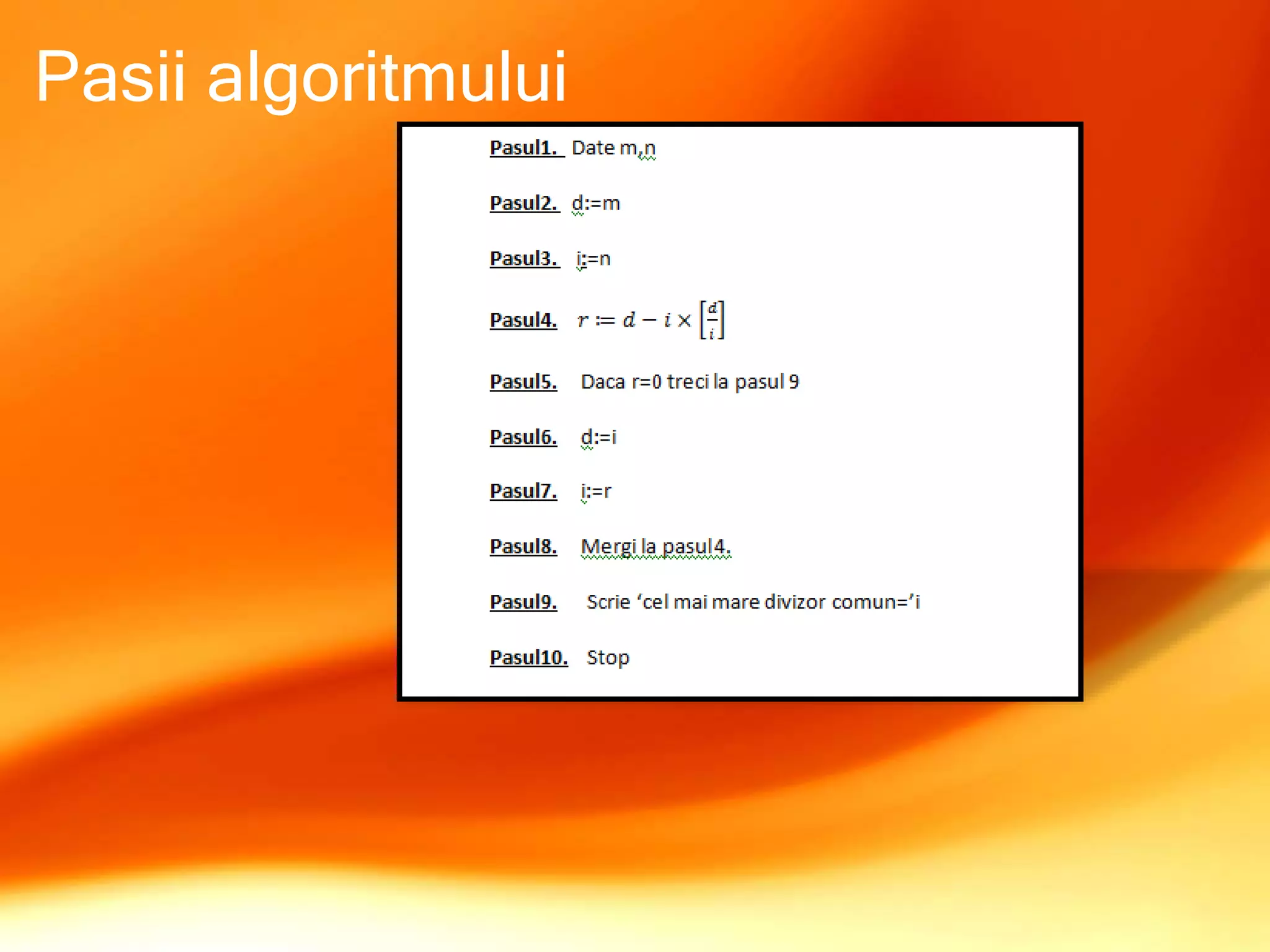 Algoritmul lui euclid | PPTX