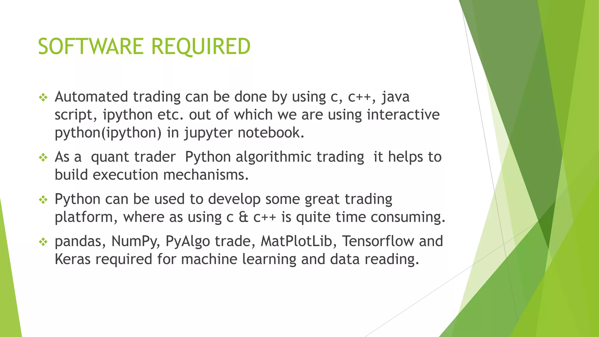 Algo trading with machine learning ppt | PPTX