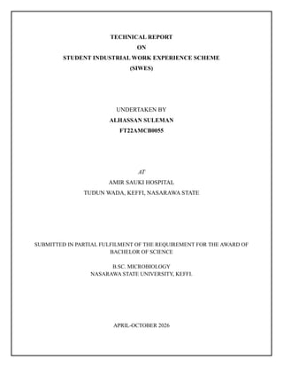 Technical report on student industrial work experience scheme | PDF