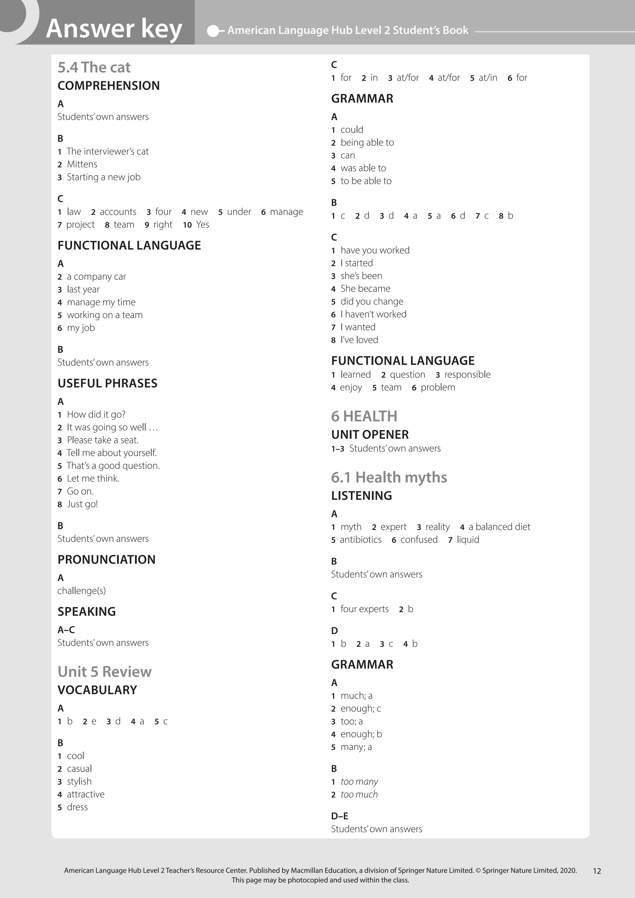 AMERICAN LANGUAGE HUB_Level2_Student'sBook_Answerkey.pdf