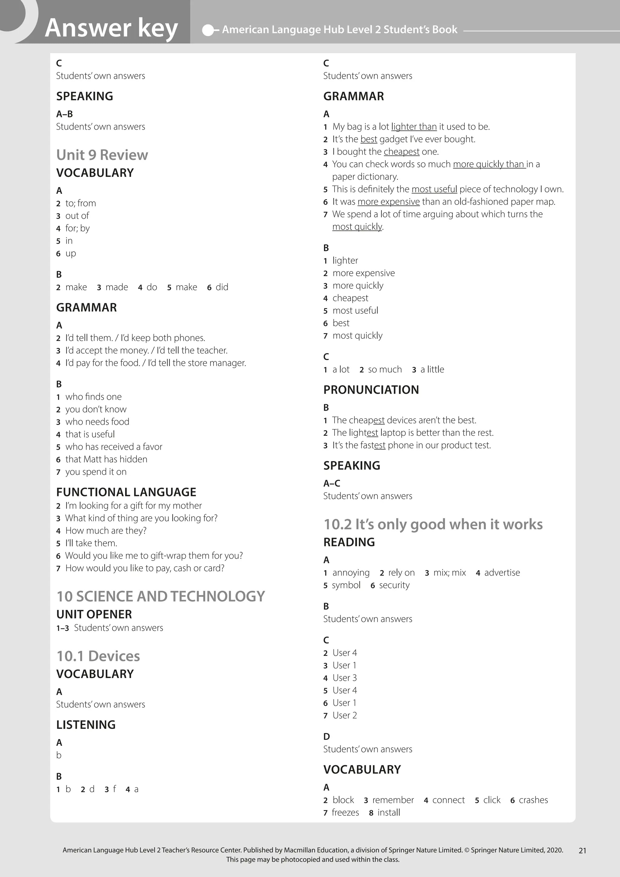 AMERICAN LANGUAGE HUB_Level2_Student'sBook_Answerkey.pdf