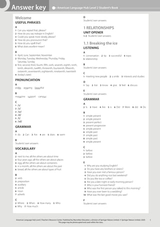 AMERICAN LANGUAGE HUB_Level2_Student'sBook_Answerkey.pdf | Secondary Education | Education