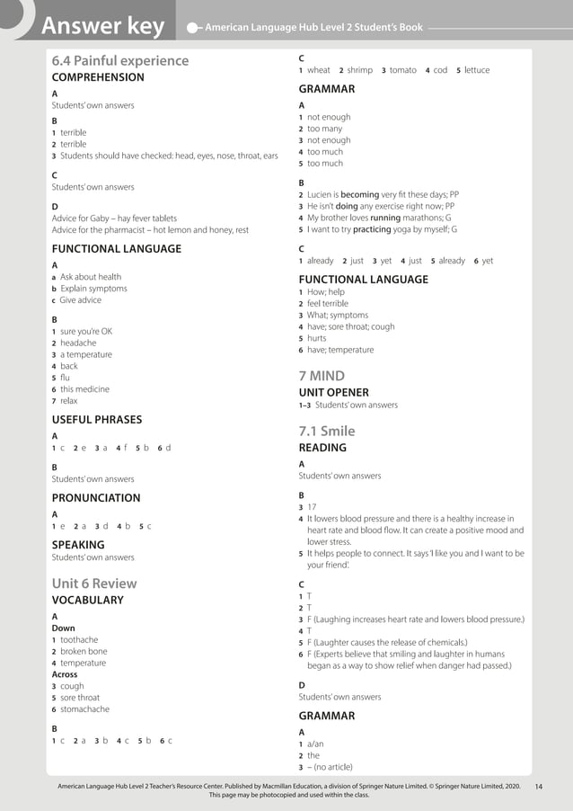 AMERICAN LANGUAGE HUB_Level2_Student'sBook_Answerkey.pdf | Secondary Education | Education