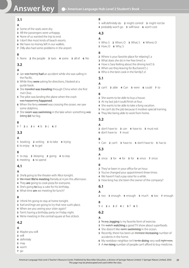AMERICAN LANGUAGE HUB_Level2_Student'sBook_Answerkey.pdf | Secondary Education | Education