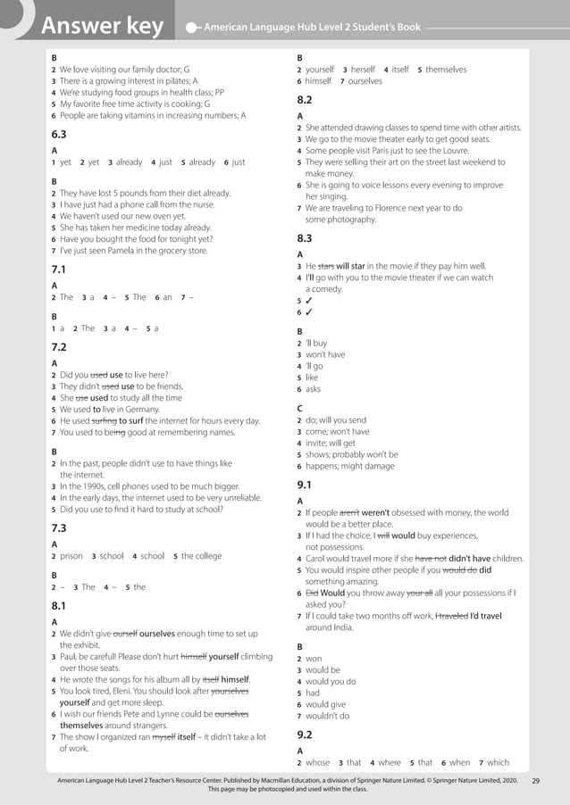 AMERICAN LANGUAGE HUB_Level2_Student'sBook_Answerkey.pdf | Secondary Education | Education
