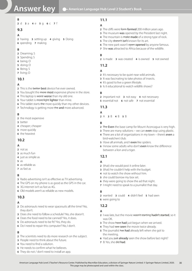 AMERICAN LANGUAGE HUB_Level2_Student'sBook_Answerkey.pdf | Secondary Education | Education