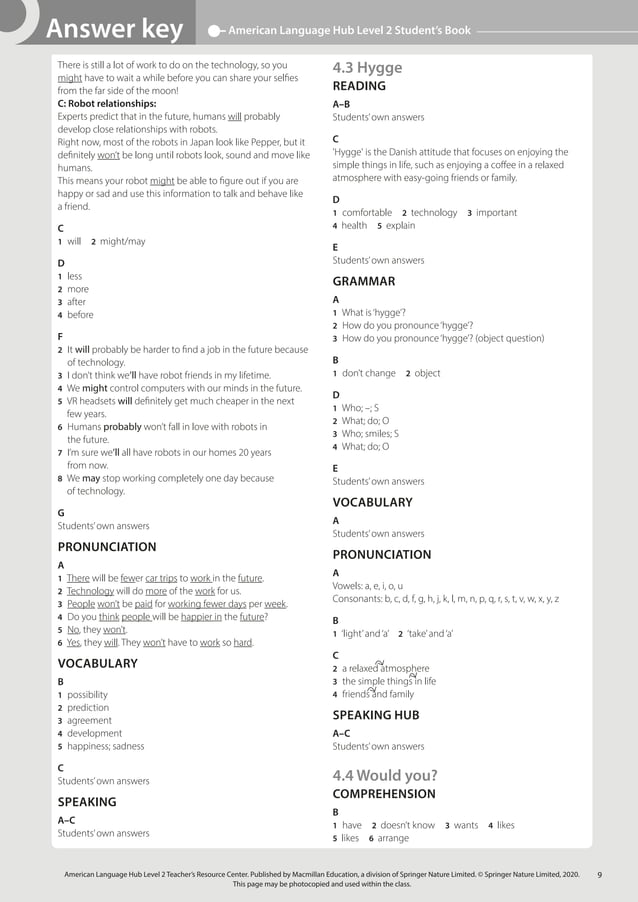 AMERICAN LANGUAGE HUB_Level2_Student'sBook_Answerkey.pdf | Secondary Education | Education