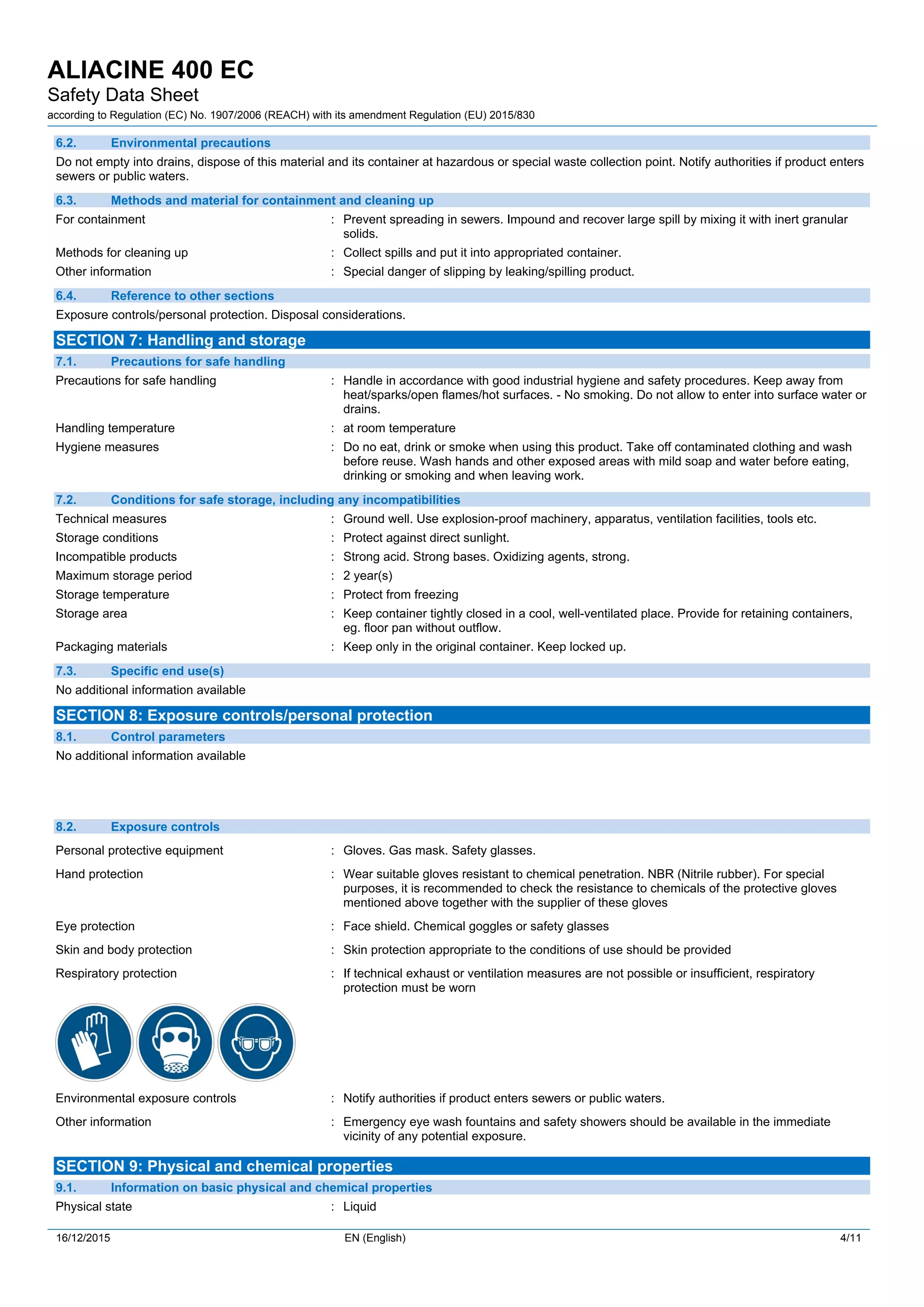 Aliacine 400 ec msds | PDF