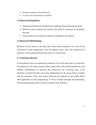 AN OPTIMIZATION MODEL TO IMPROVE PRODUCTIVITY AND EFFICIENCY IN A ...