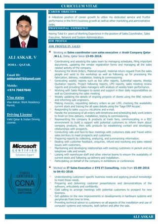 Ali ashkar cv- sales & marketing | PDF