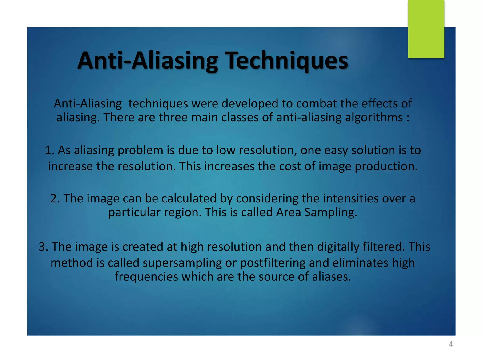 Aliasing & anti aliasing Slide | PPTX