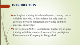 In plant training report | PPTX
