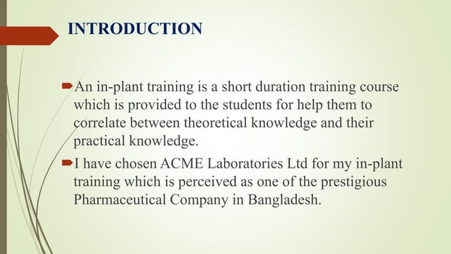 In plant training report | PPTX
