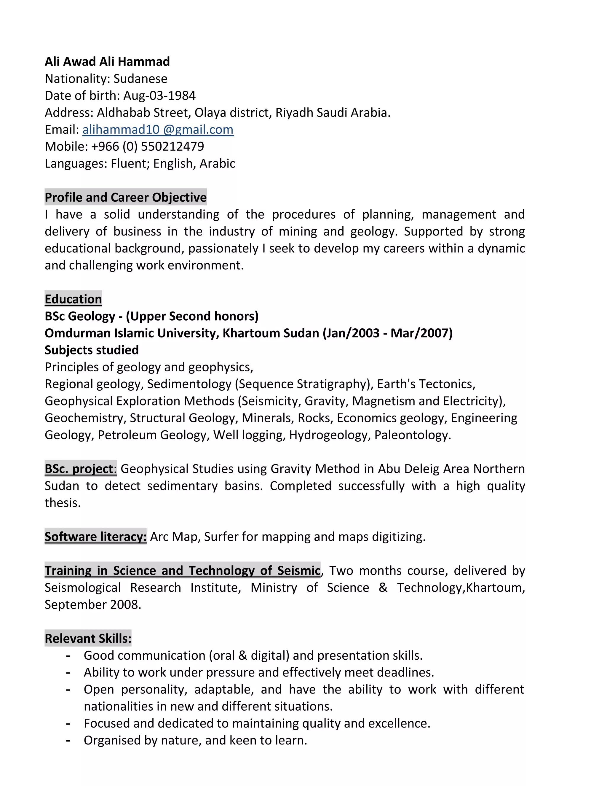 Ali awad cv copy | PDF