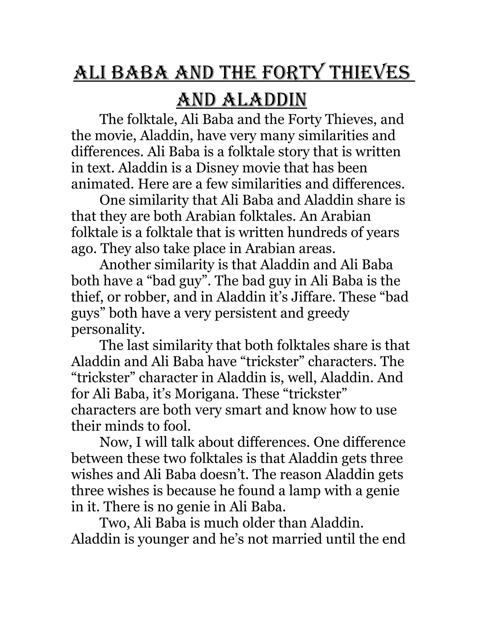 Ali baba and aladdin | DOC