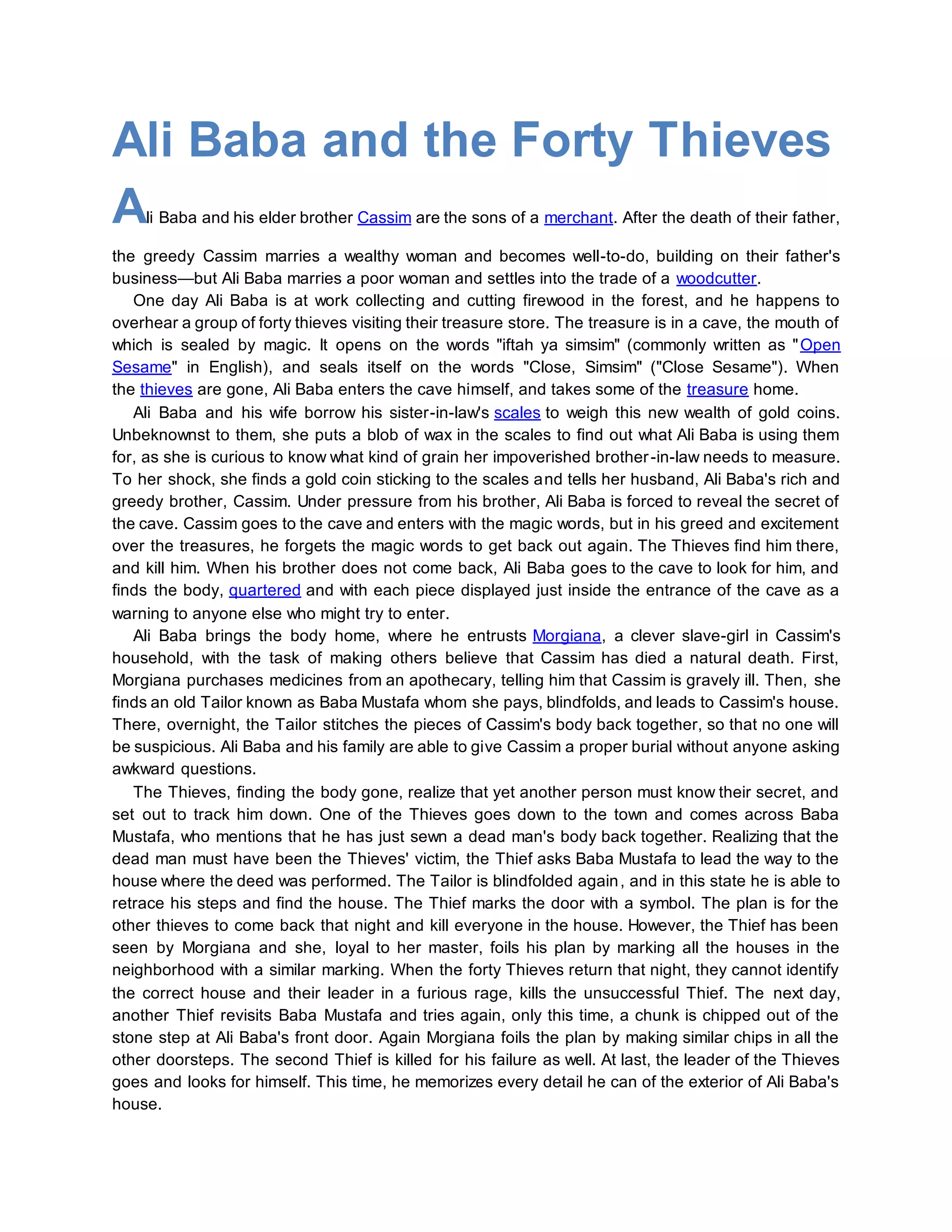 Ali baba and the forty theives | PDF