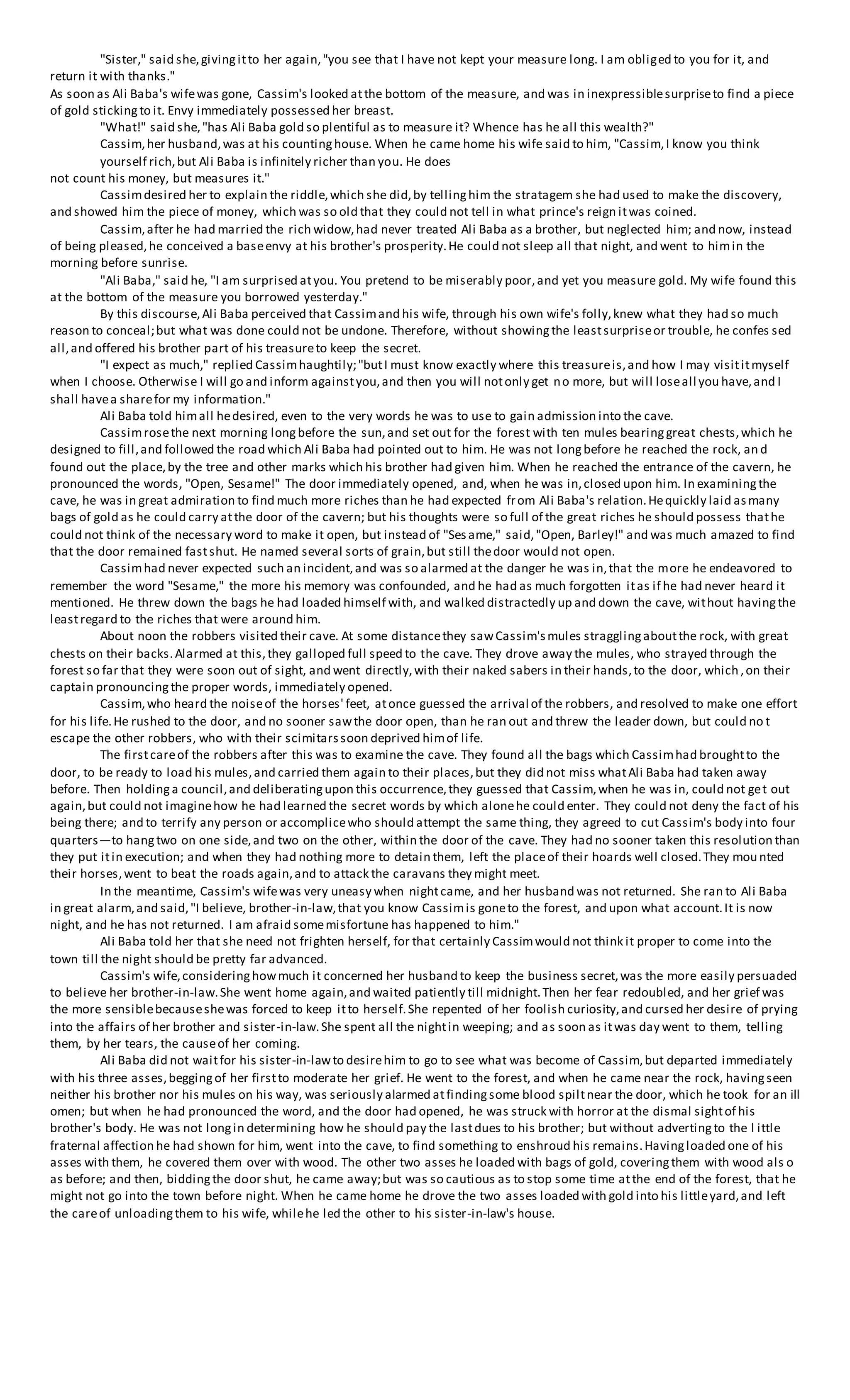 Ali baba and the forty thieves | DOCX