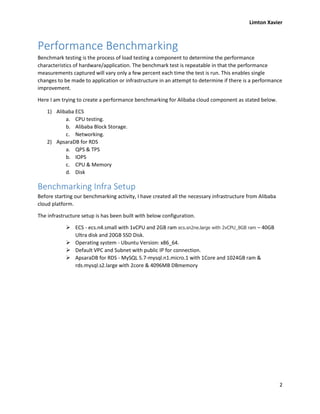 Alibaba cloud benchmarking report ecs rds limton xavier | PDF
