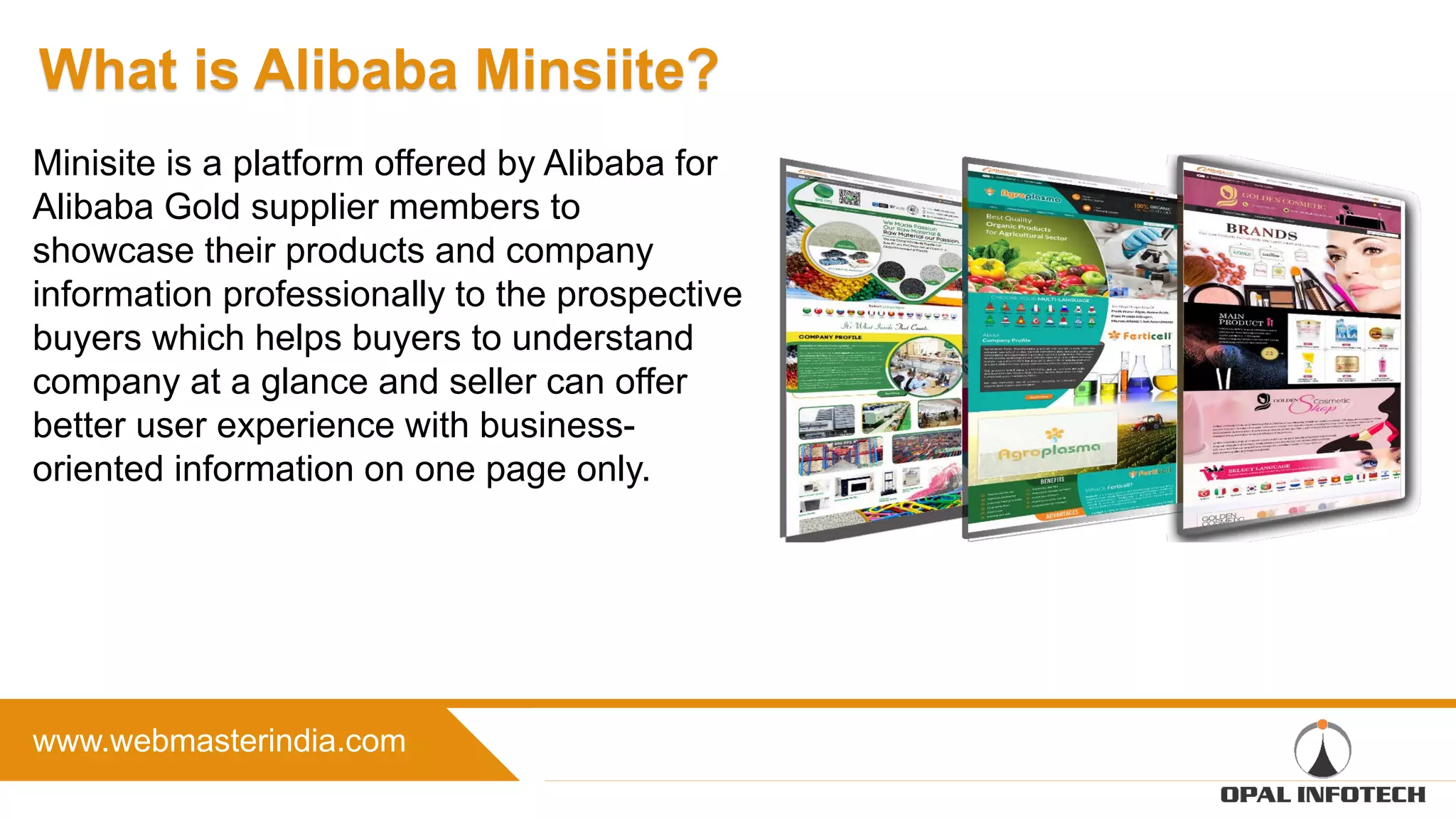 Alibaba Minisite Design - Opal Infotech | PDF