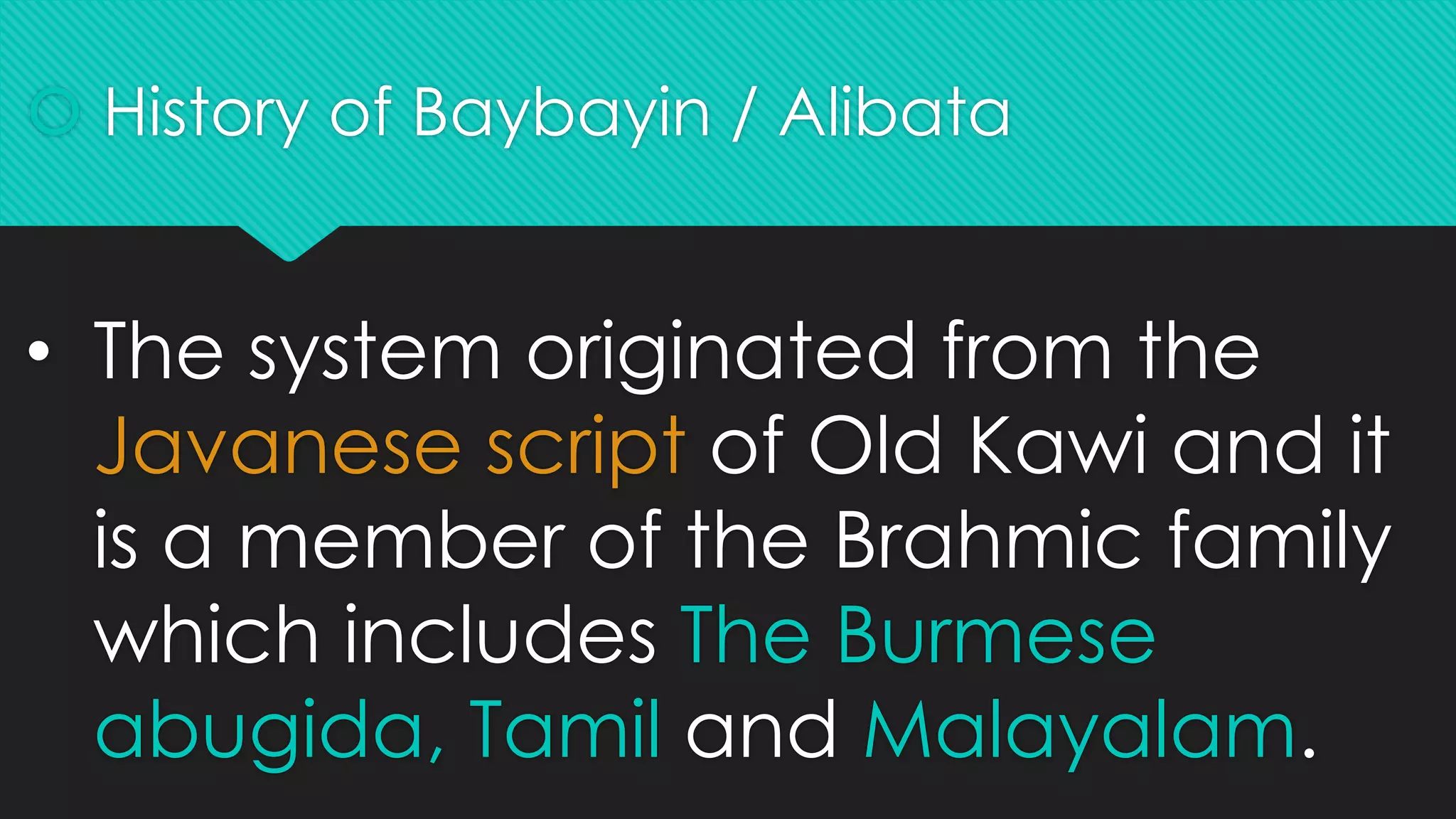 Archaic Writing Sytem: Baybayin / Alibata | PPTX